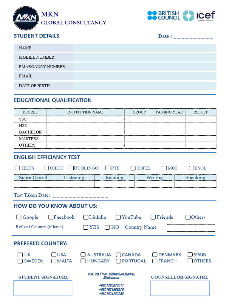 Student Details Form Download | PDF