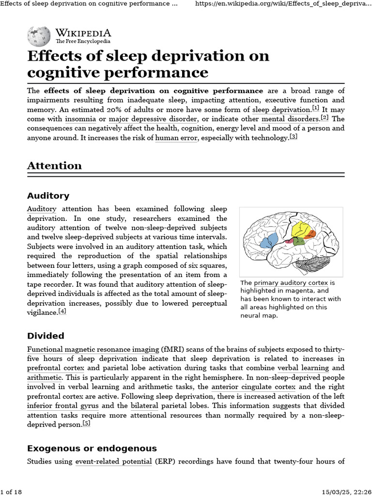 Effects of Sleep Deprivation On Cognitive Performance - Wikipedia | PDF ...