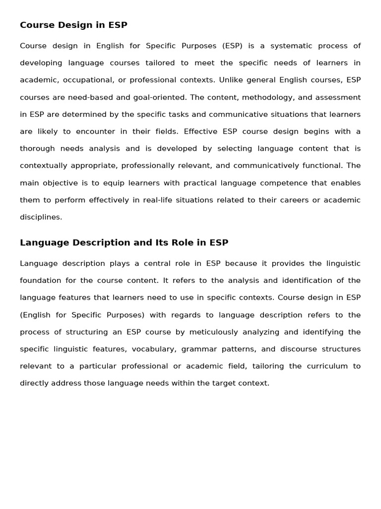 ESP Course Design Test Part | PDF