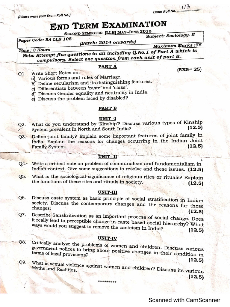 IPU Previous year Socio - II paper | PDF