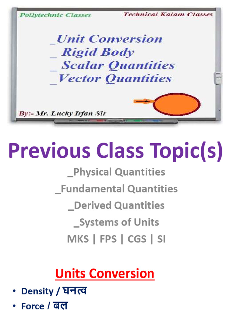 Unit Conversion From One To Another Scalar & Vector Quantity & Rigid ...