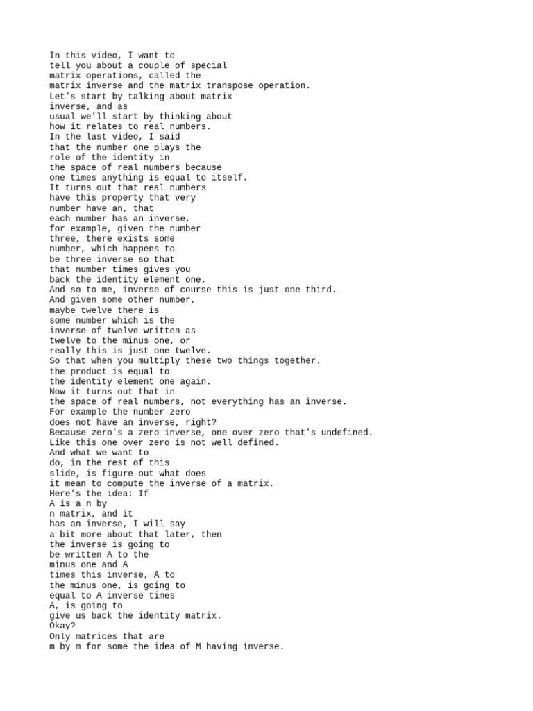 06 Inverse And Transpose 11 Min Pdf Matrix Mathematics Mathematical Objects