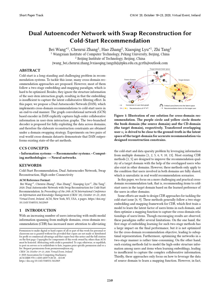Dual Autoencoder Network With Swap Reconstruction For Cold-Start Recommendation | PDF | Applied ...
