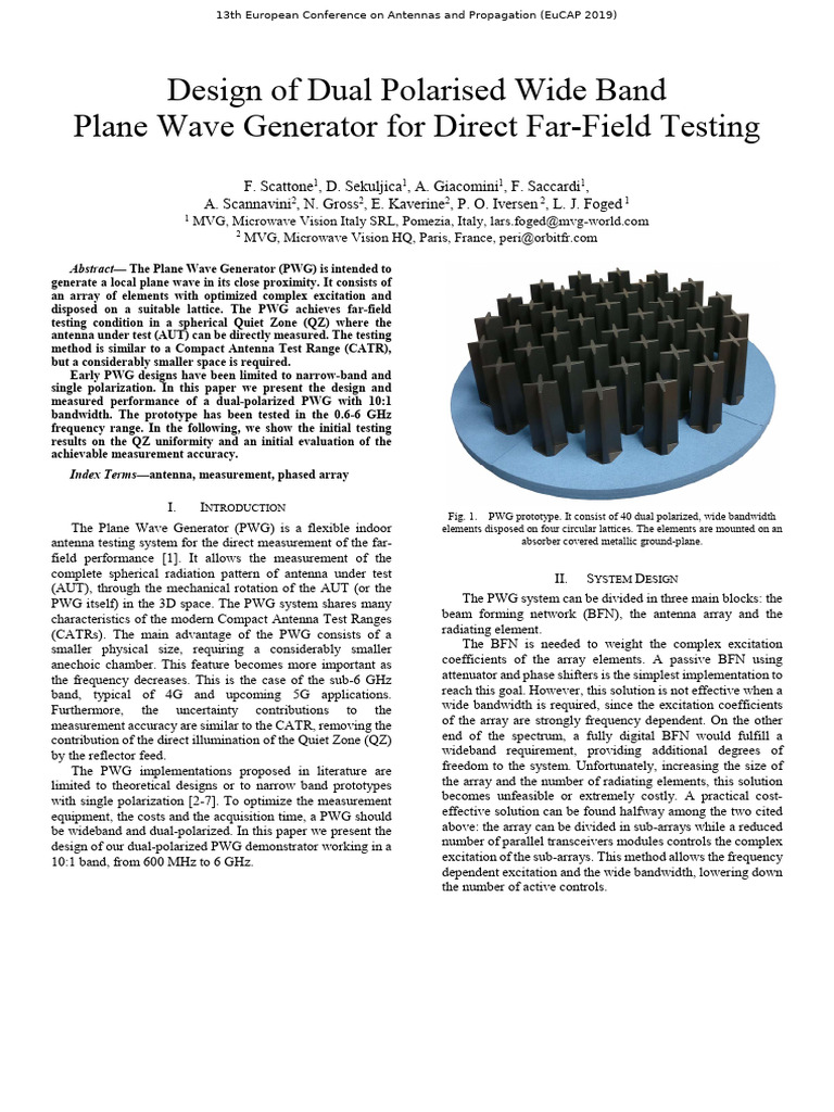 Design of Dual Polarised Wide Band Plane Wave Generator For Direct Far ...