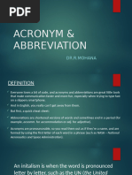Acronyms and Abbreviations List in English | PDF