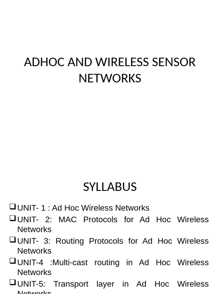 Adhoc and Wireless Sensor Networks | PDF | Wireless Ad Hoc Network | Computer Network