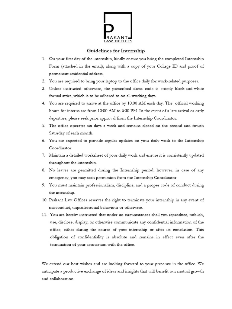 Internship Guidelines and Expectations | PDF