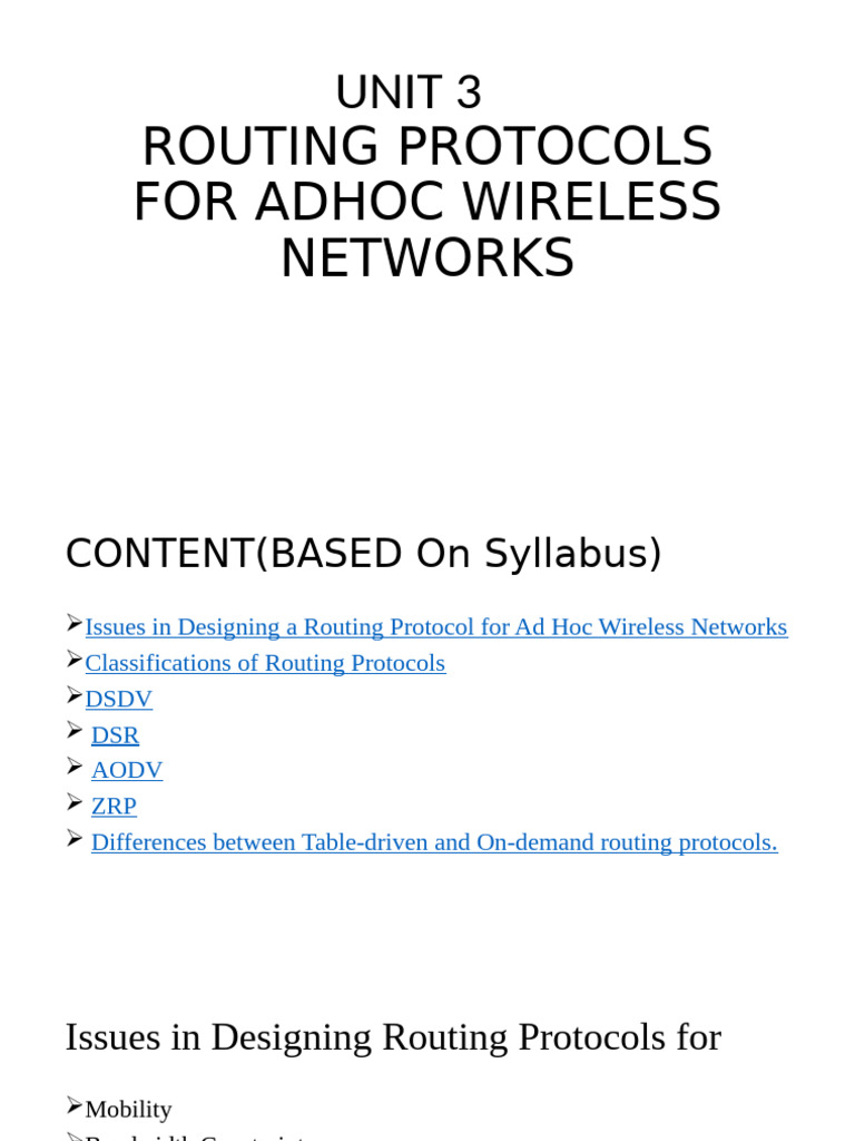 Ad Hoc Wireless Network Routing Protocols | PDF | Routing | Network ...