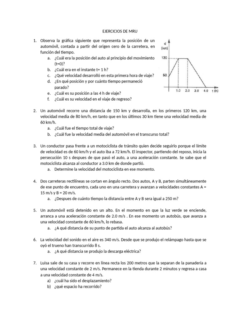 Ejercicios de Mru - 140325 | PDF