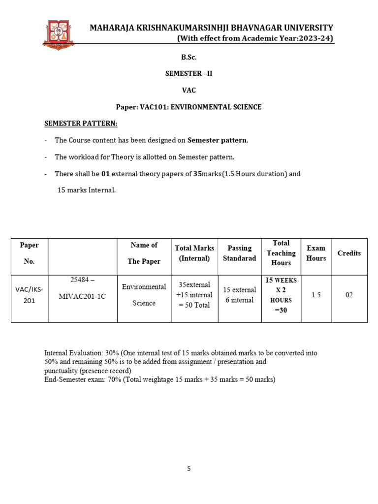 B.Sc. Sem - 2 Microbiology - VAC - 25484 - Environmental Science 2023-24 | PDF | Ecosystem ...
