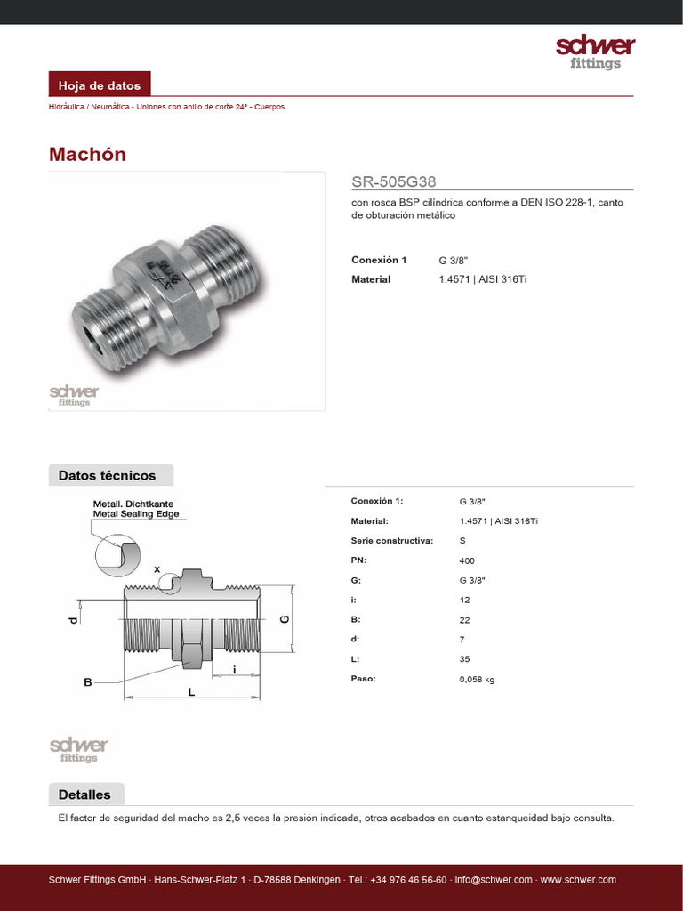 Machón: Hoja de Datos | PDF