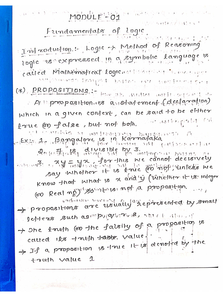 Fundamentals of Logic Notes Module 1 | PDF