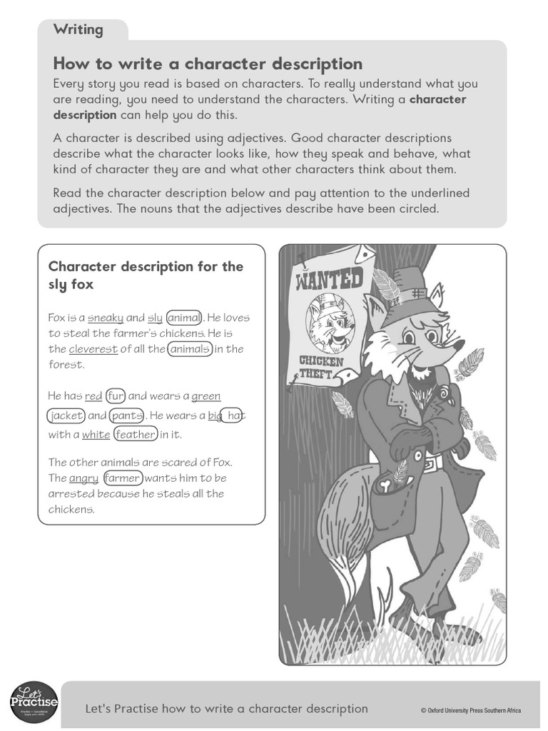 Grade 4 English HL Lets Practise How To Write A Character Description | PDF
