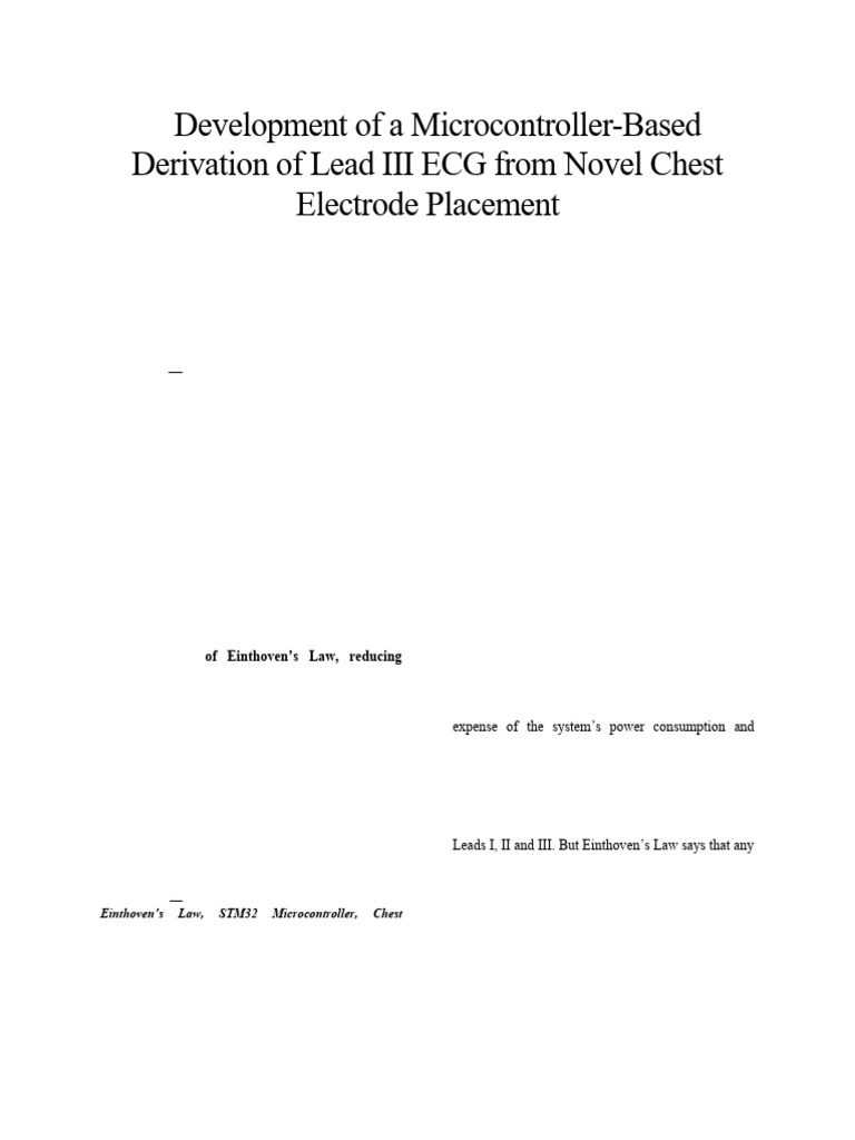 Development of A Microcontroller-Based Derivation of Lead III ECG From ...