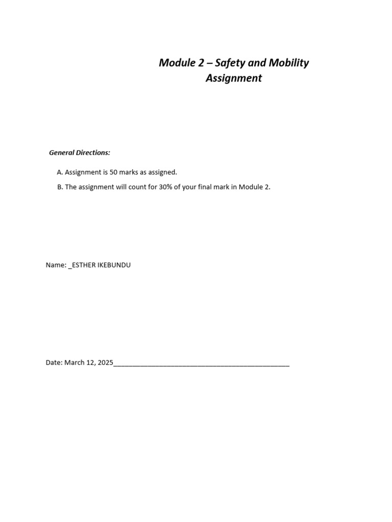 IV-3 Assigmt - Module 2 Safety & Mobility | PDF | Stove | Home