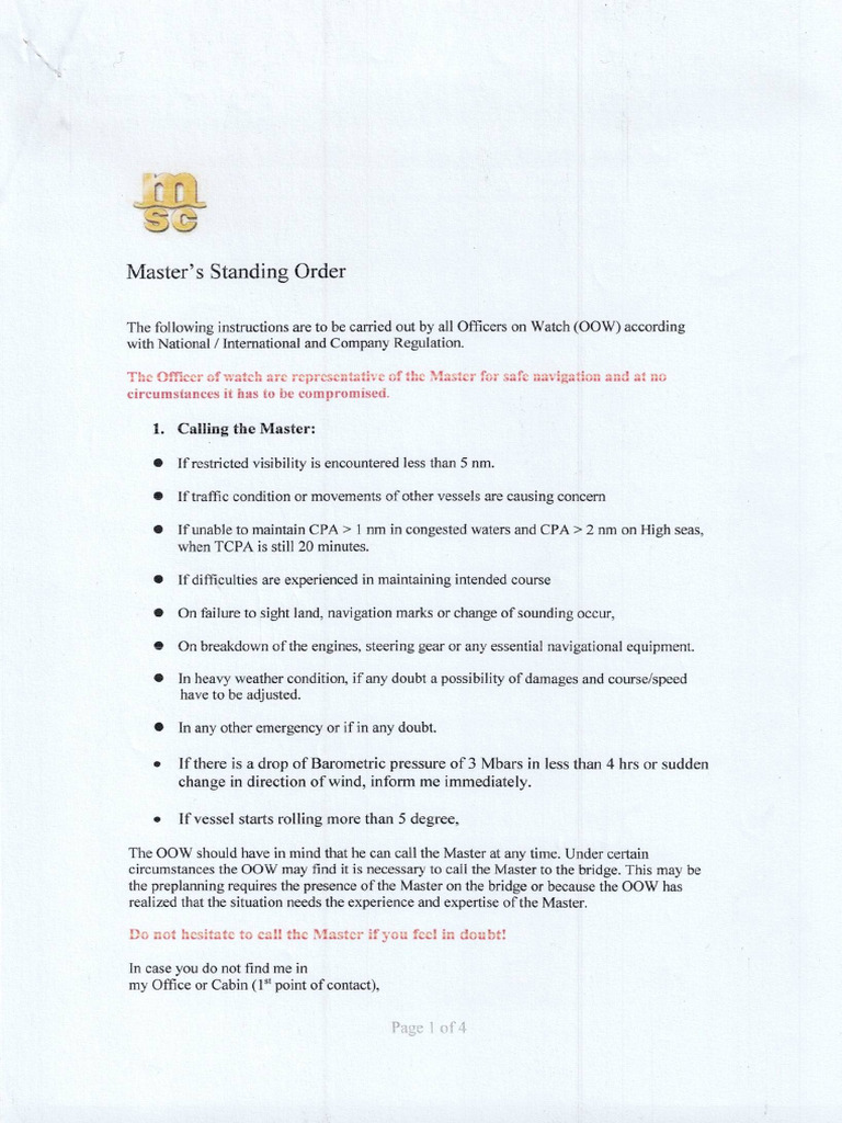 Master Standing Order | PDF