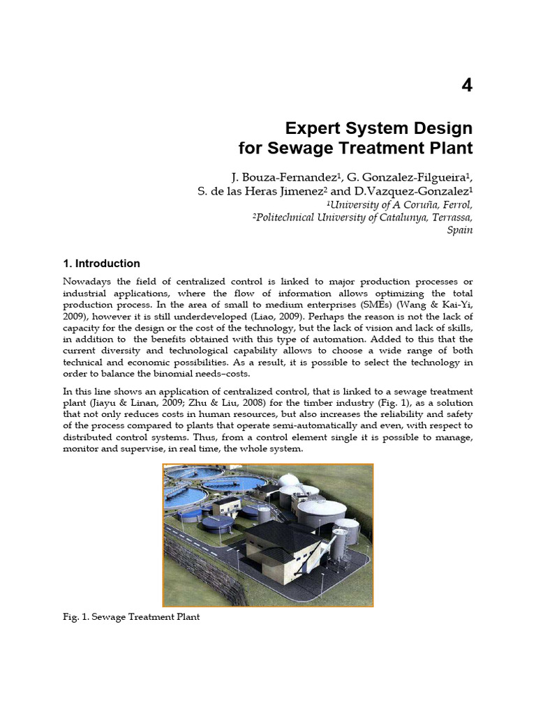 InTech-Expert System Design For Sewage Treatment Plant | PDF | Sewage Treatment | System