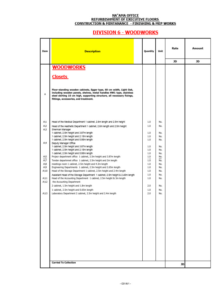 01 Finishing BOQ (Contract) Ahmad Na'ama | PDF | Wood | Length
