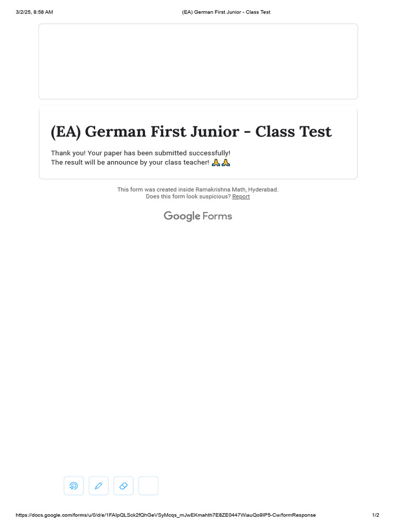 German Class Test Submission Form | PDF