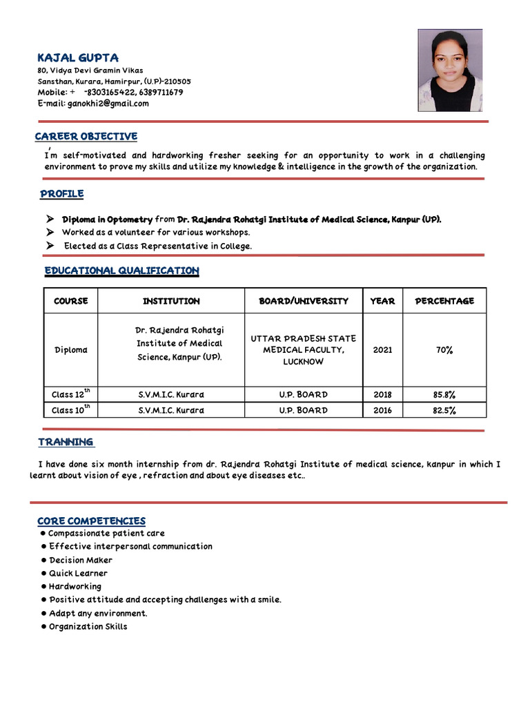 Kajal CV | PDF