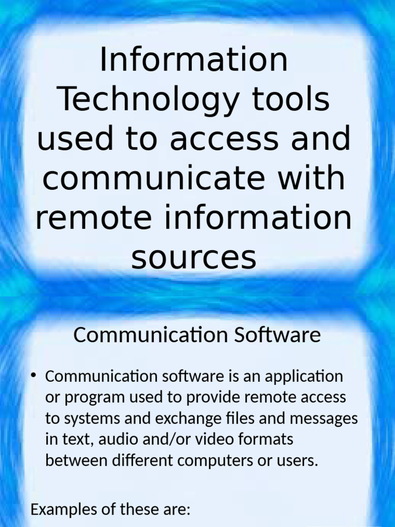 Information Technology Tools Used To Access and Communicate | PDF | Fax ...