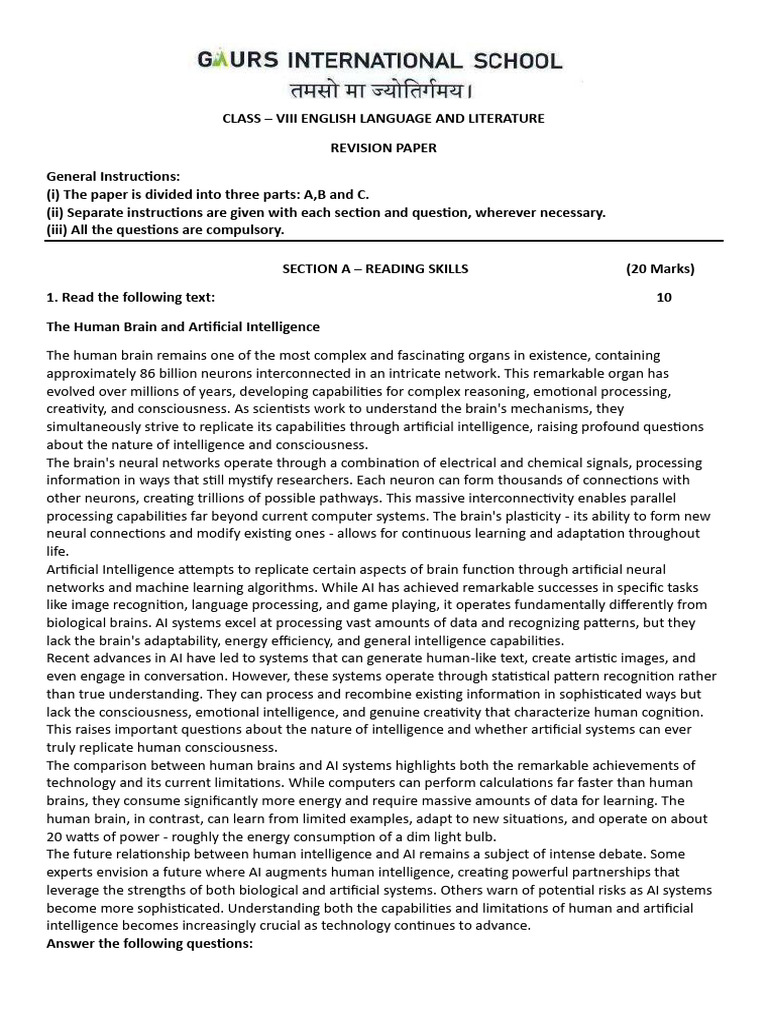 Annual Revision Worksheet-1 | PDF | Artificial Intelligence ...