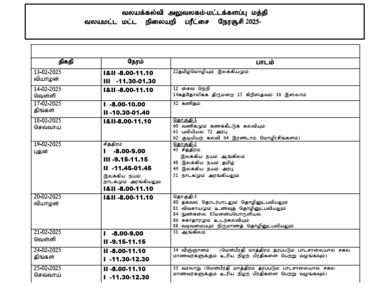 Grade 11 Exam Timetable 2025 | PDF