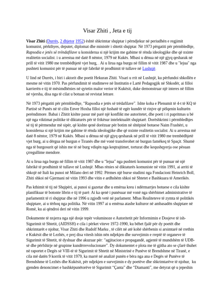 Visar Zhiti | PDF