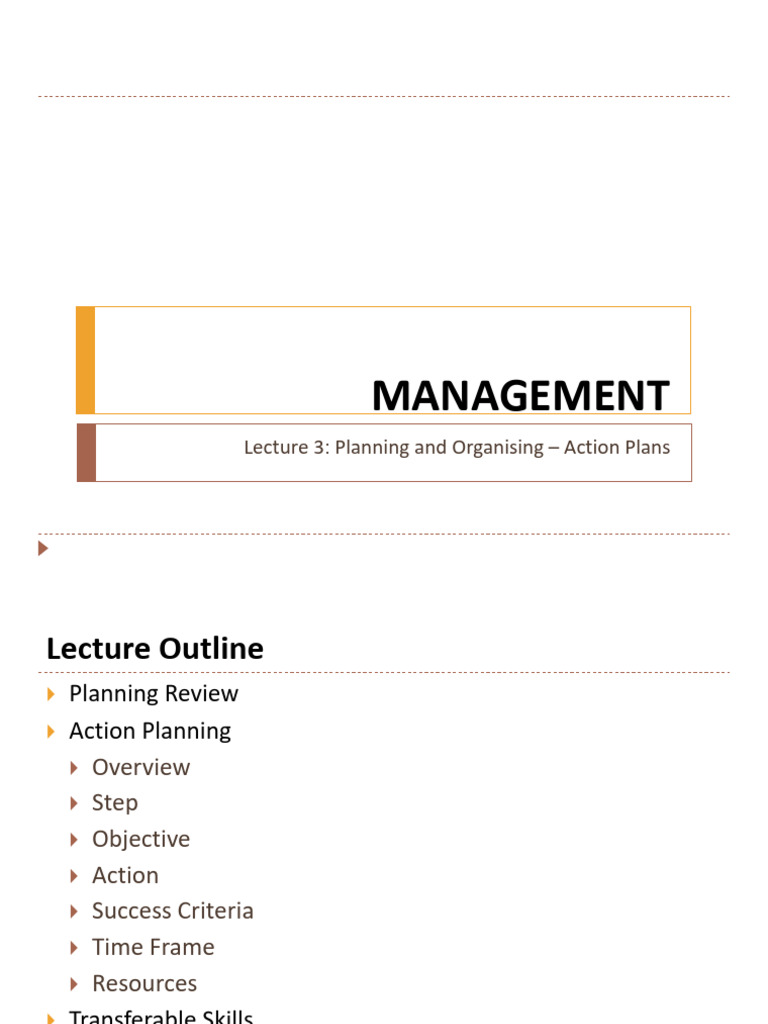 Lecture 3- Planning and Organsing -Action Plans - Nov 2024 | PDF | Goal | Cognition