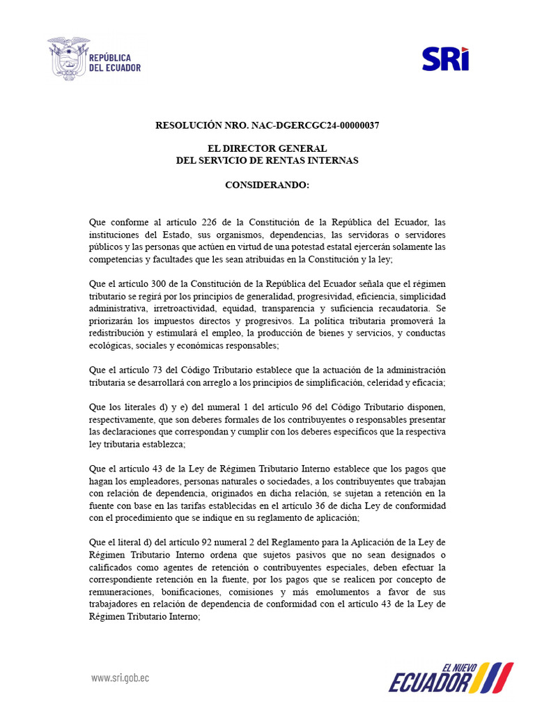 Reforma Anexo RDEP Ecuador 2024 | PDF | Impuestos | Impuesto sobre la renta