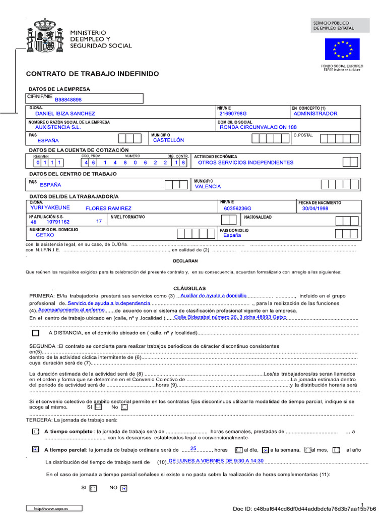 Contrato Sad Yuri Yakeline | PDF