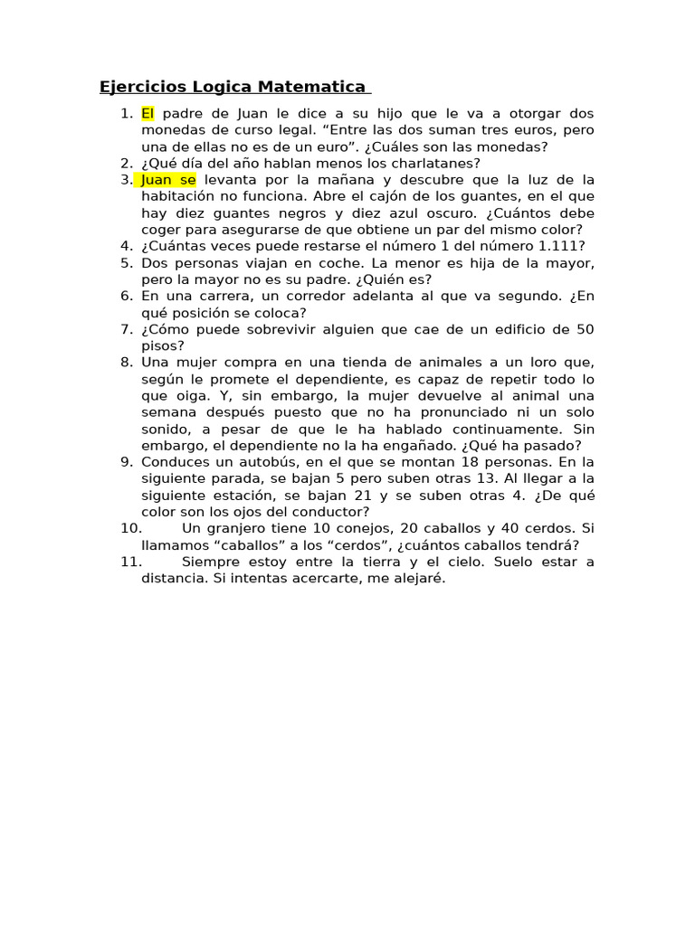 Ejercicios de Lógica Matemática | PDF