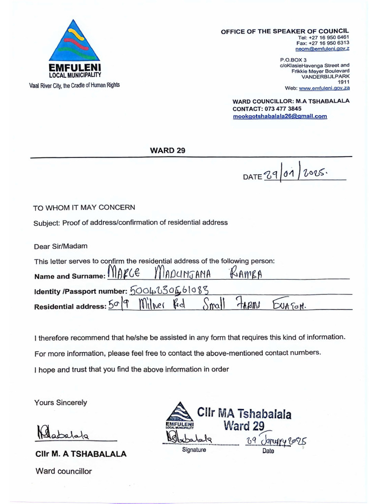 Proof of Address of Guardian | PDF