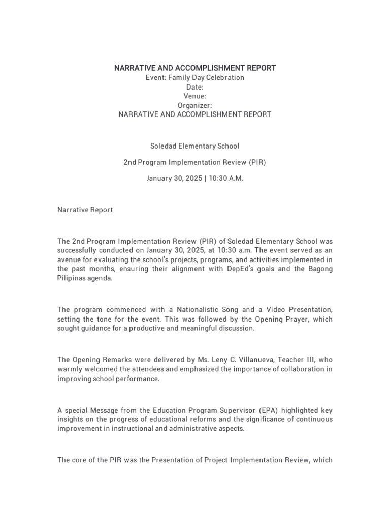 2nd PIR SES Narrative-Reports | PDF