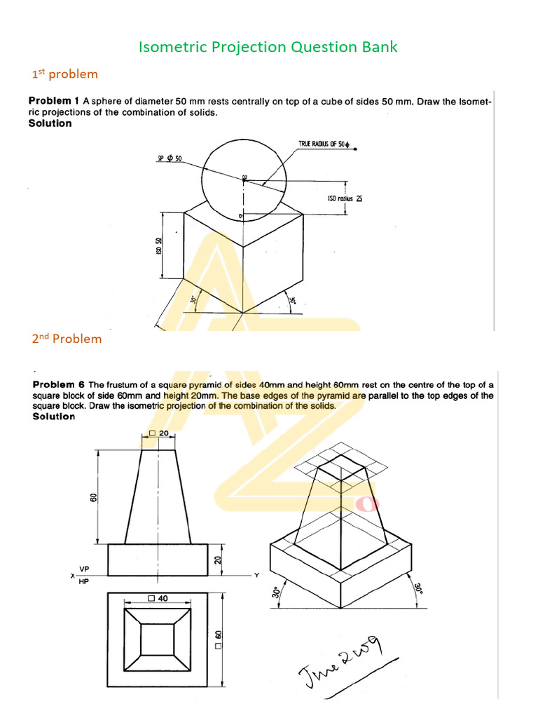 CAED Module (3 - Isometric) Q Bank For Test-2 | PDF