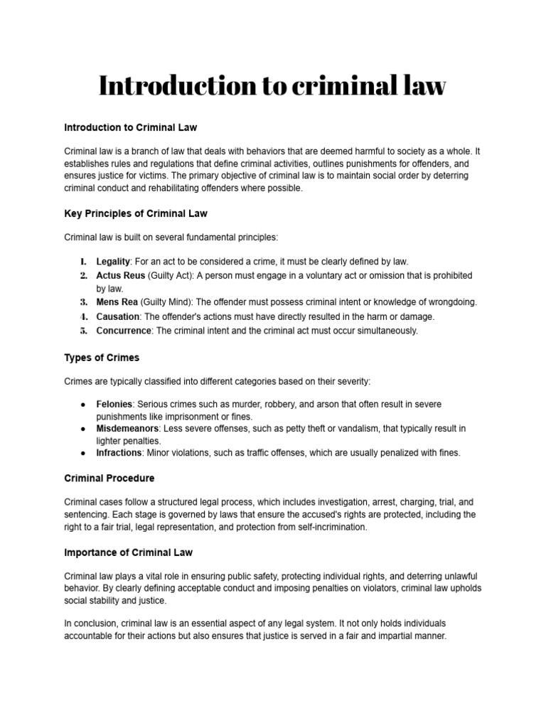 Overview of Criminal Law Principles | PDF | Crimes | Crime & Violence