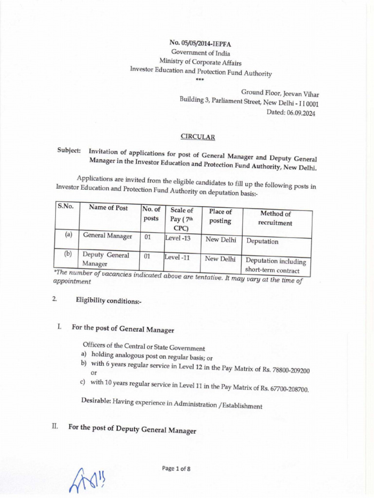 Vacancy Circular GM&DGM 20240909 | PDF