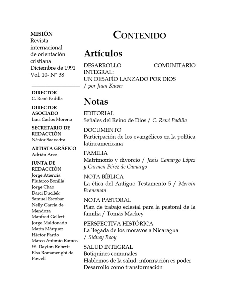 MISION 38-1991 Mision Integral - C. Rene Padilla | PDF | Amor | Jesús