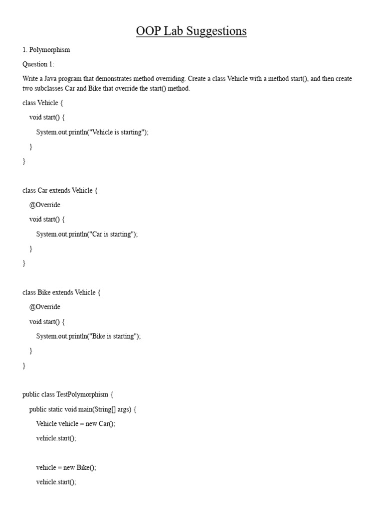 Oop Lab Final Suggestions Pdf Method Computer Programming Class Computer Programming