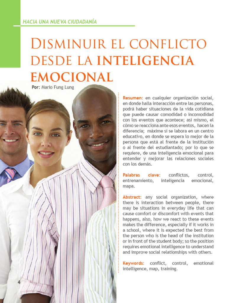 Disminuir El Conflicto Desde La Inteligencia Emocional Autor Mario Fung ...