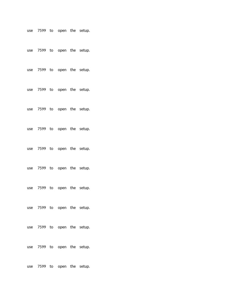 Open Setup with Code 7599 | PDF