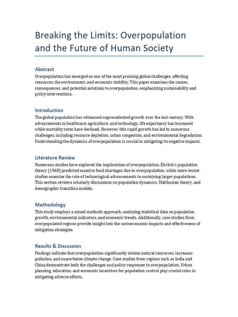 Overpopulation: Causes and Solutions | PDF