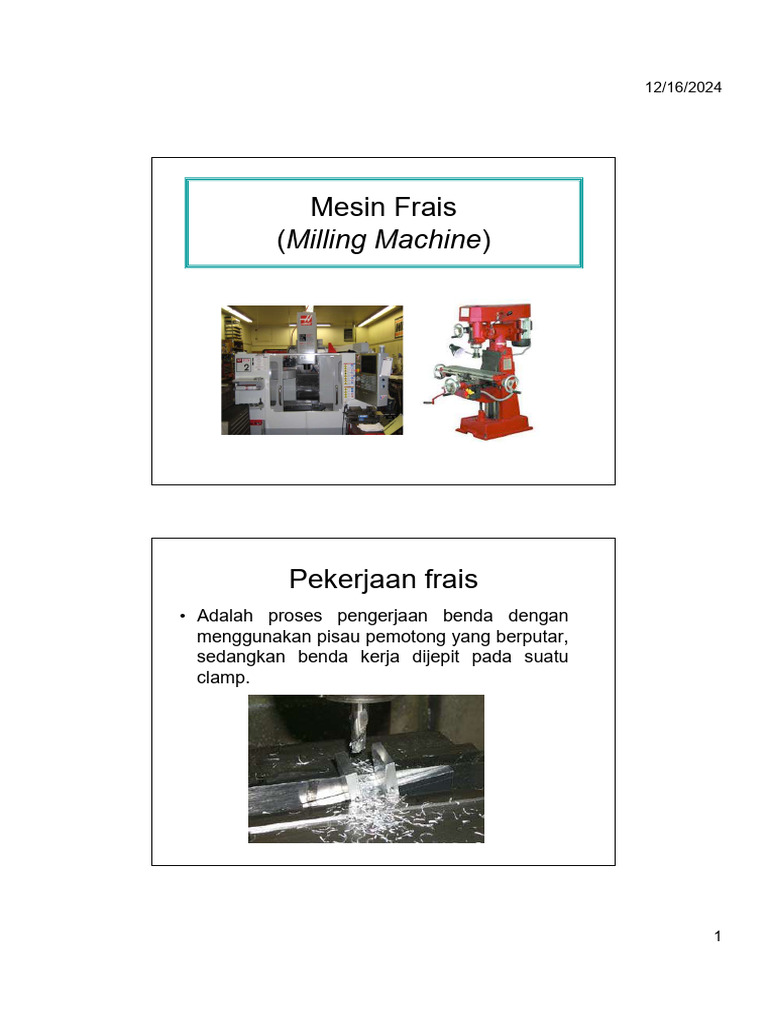 Gambar dan Jenis Mesin Frais | PDF