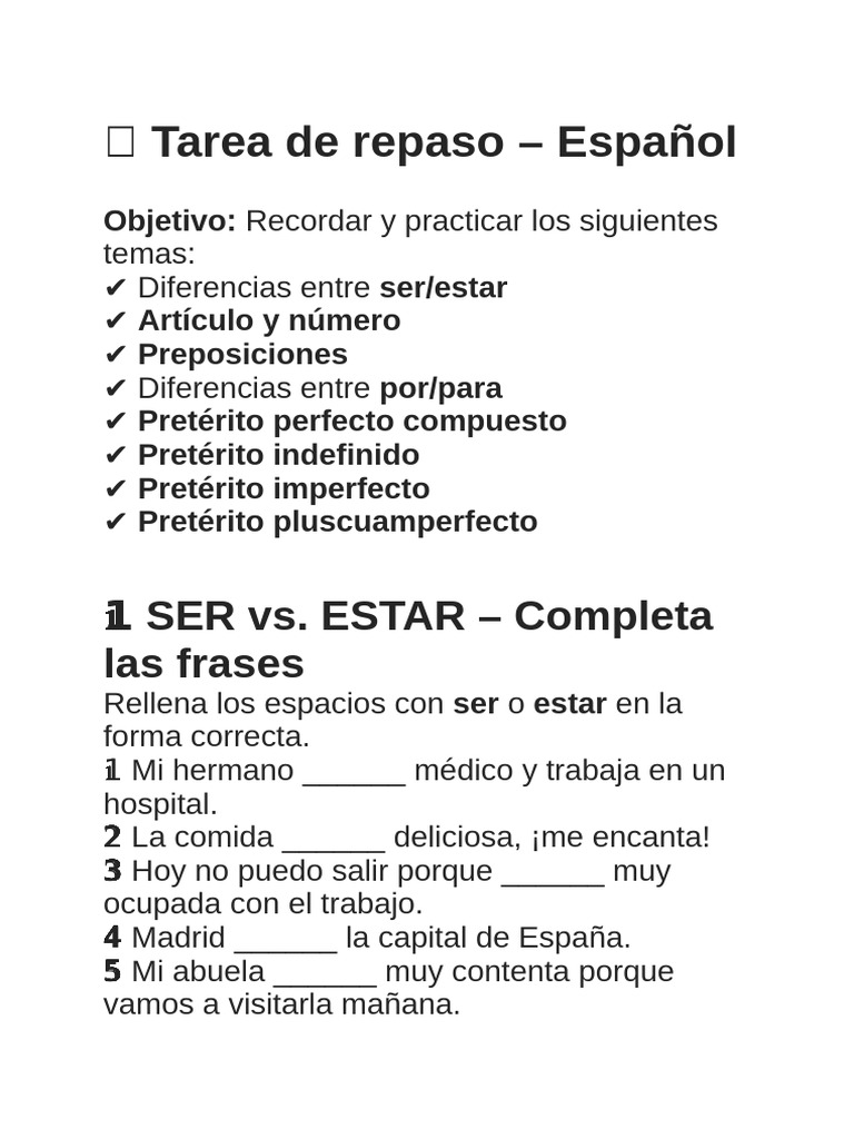 Repaso de Gramática Española: Verbos y Más | PDF