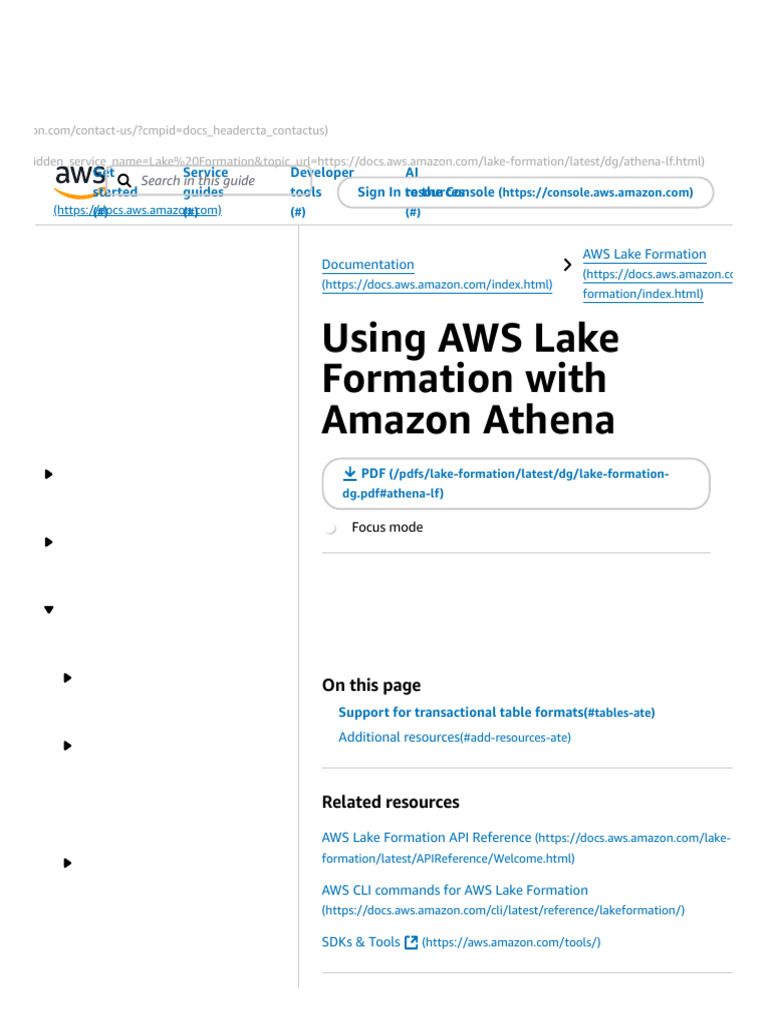 Using AWS Lake Formation With Amazon Athena - AWS Lake Formation | PDF | Amazon Web Services ...
