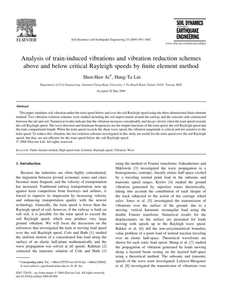 Analysis of train-induced vibrations and vibration reduction schemes above and below critical ...