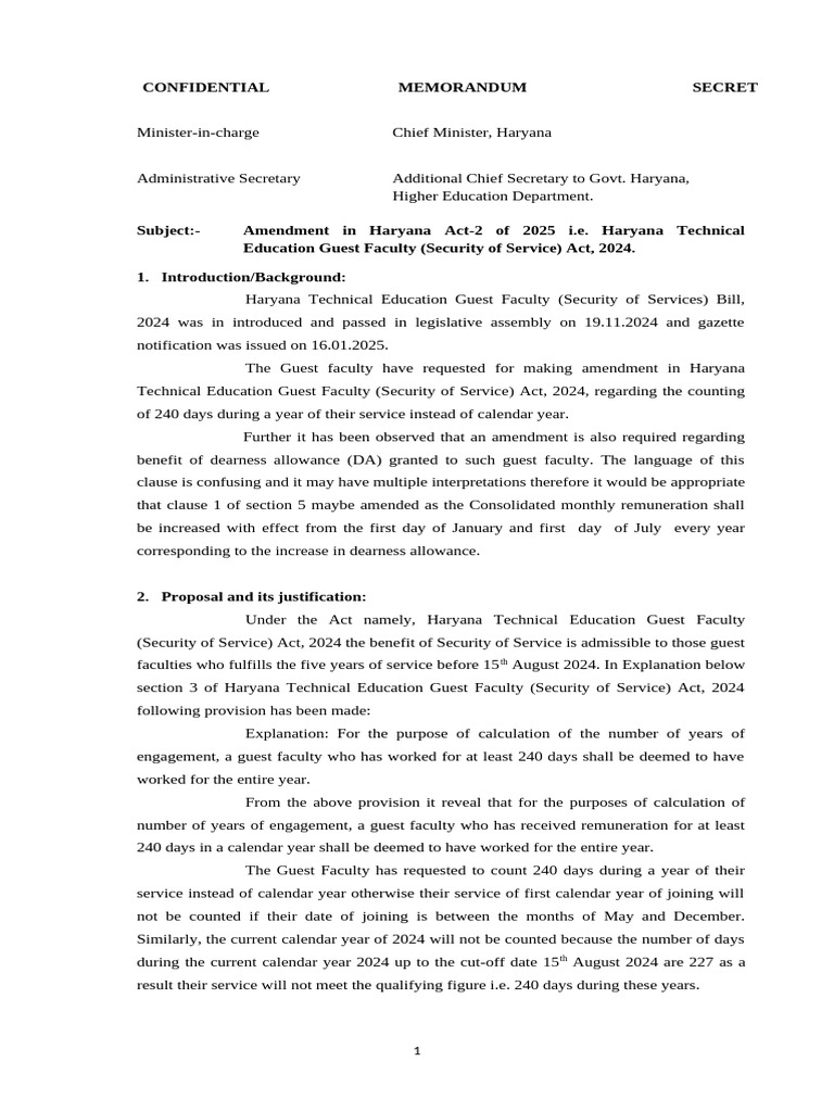 Amendment Proposal for Guest Faculty Act | PDF | Public Law | Statutory Law