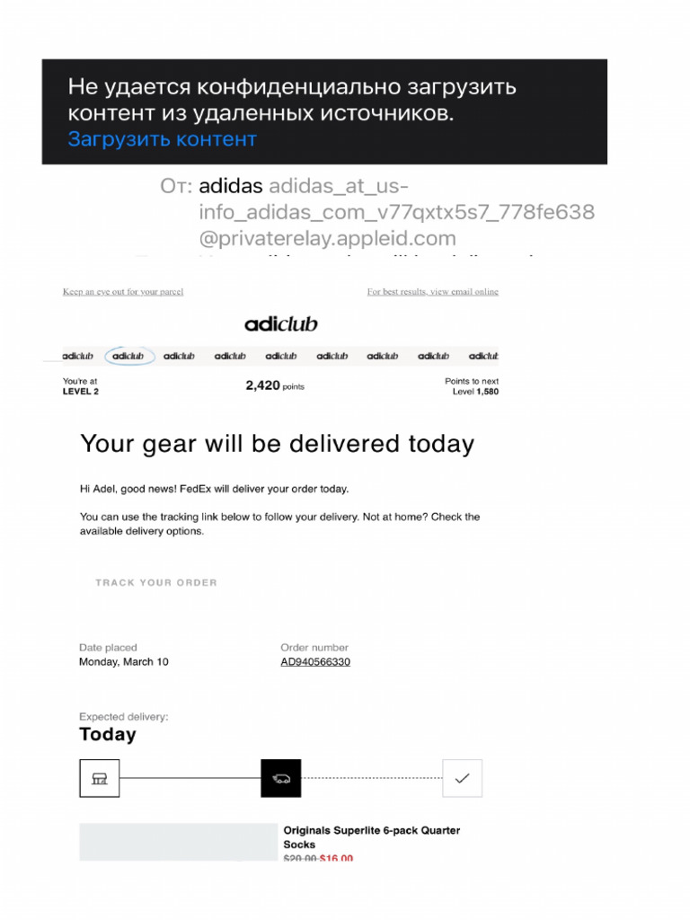 Your Adidas Order Will Be Delivered Today! | PDF