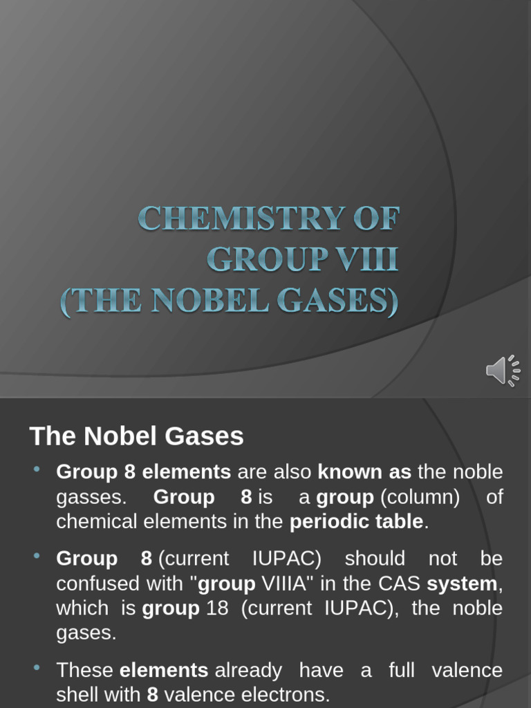 Chemistry of Group VIII_CHM122 With Audio | PDF | Periodic Table ...