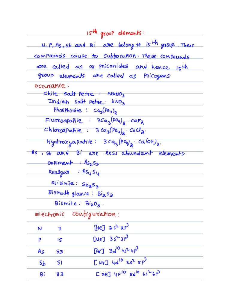 15th Group Elements Overview | PDF | Nitric Acid | Nitrogen